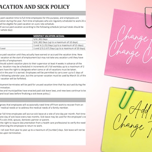 Vacation and Sick Policy Template | MS Editable Word | HR Policies - Etsy