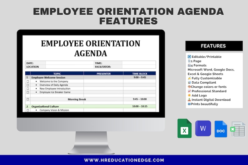 Employee Orientation Checklist Schedule Template: New Hire Onboarding ...