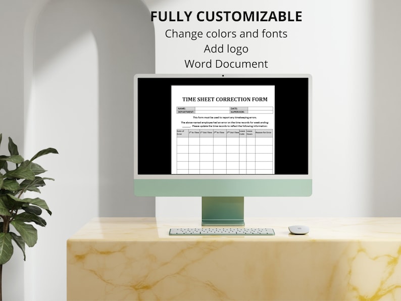 Employee Time Sheet Correction Form: Missed Punch, Time Adjustment ...