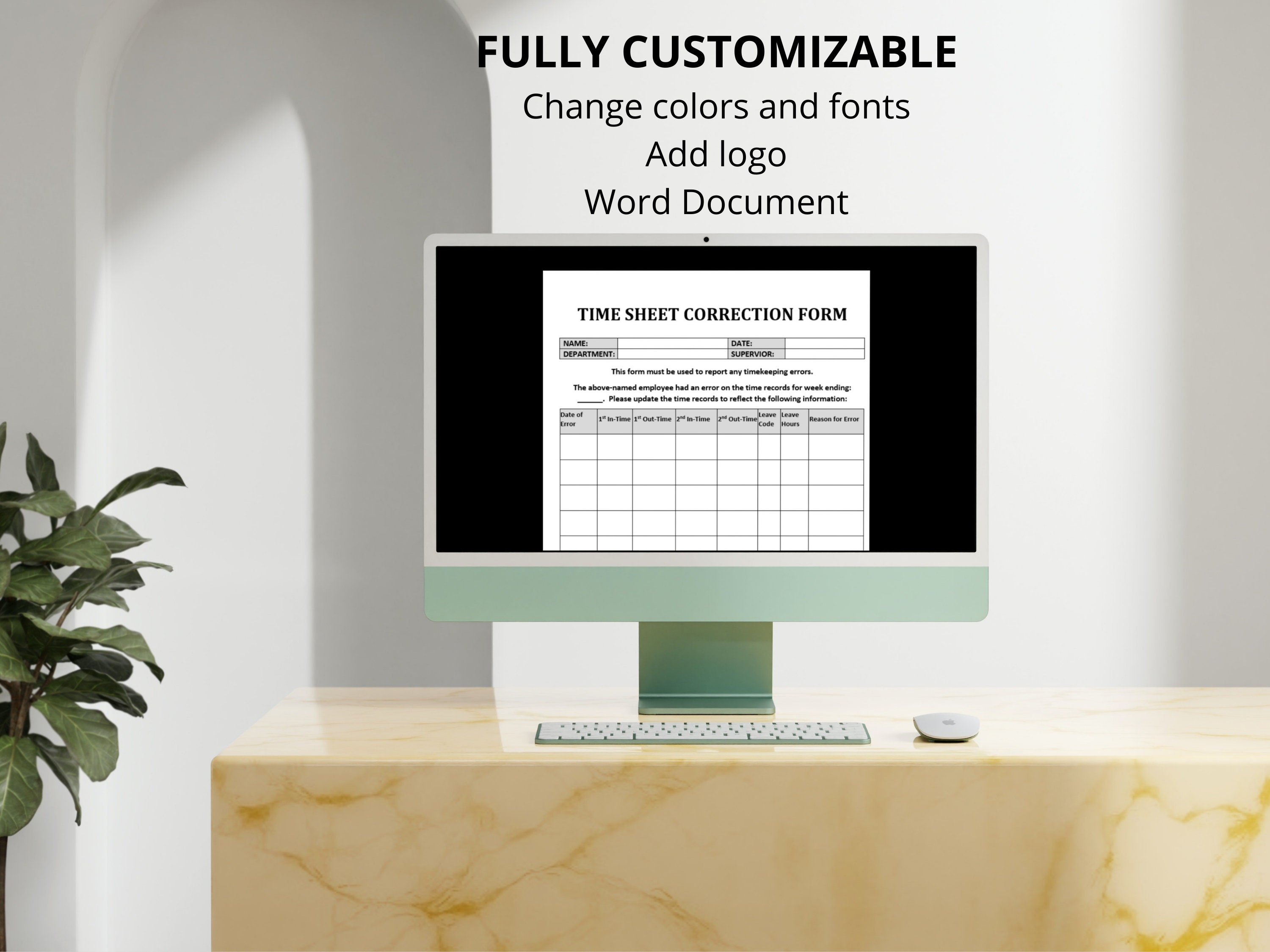 Employee Time Sheet Correction Form: Missed Punch, Time Adjustment ...