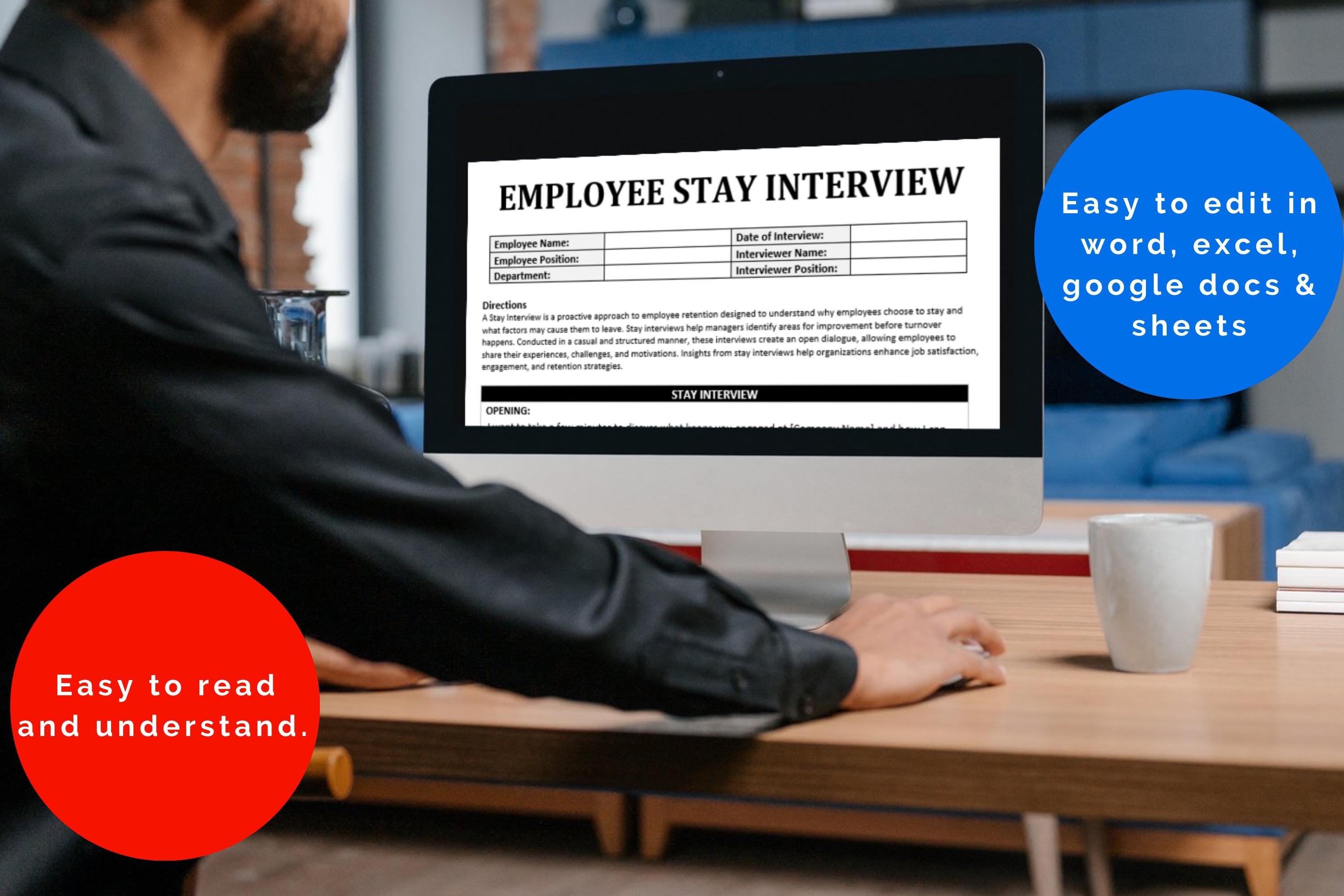 Employee Stay Interview Template: HR Staff Feedback Forms (digital ...
