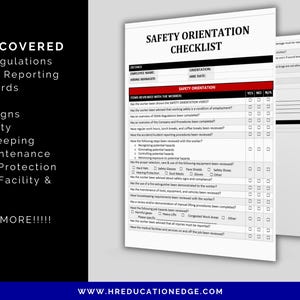 Safety Orientation Checklist: OSHA Training, HR Onboarding Forms ...