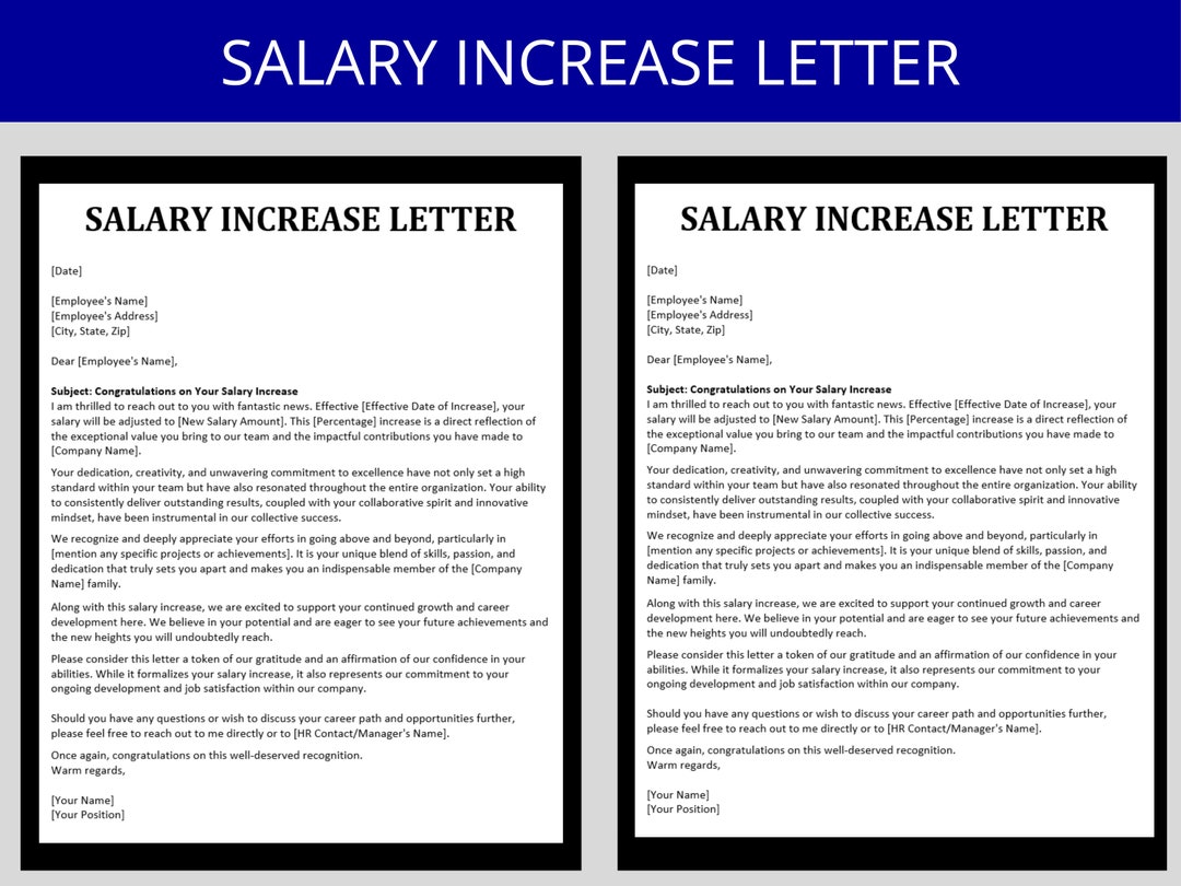 Salary Increase Letter Employee Compensation & Benefits HR Templates ...