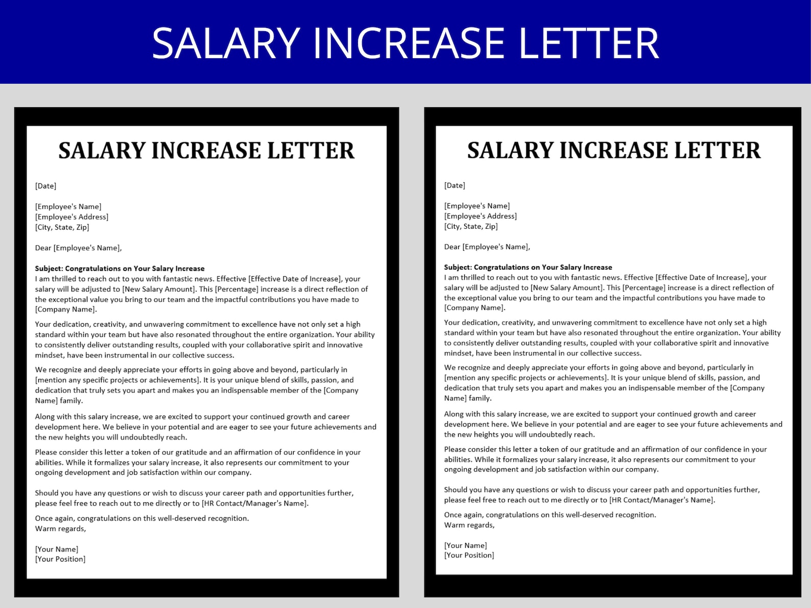 Salary Increase Letter Template: HR Form, Employee Compensation ...