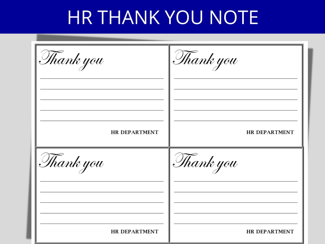 Thank You Note From HR Department: Editable Word HR Appreciation Form ...