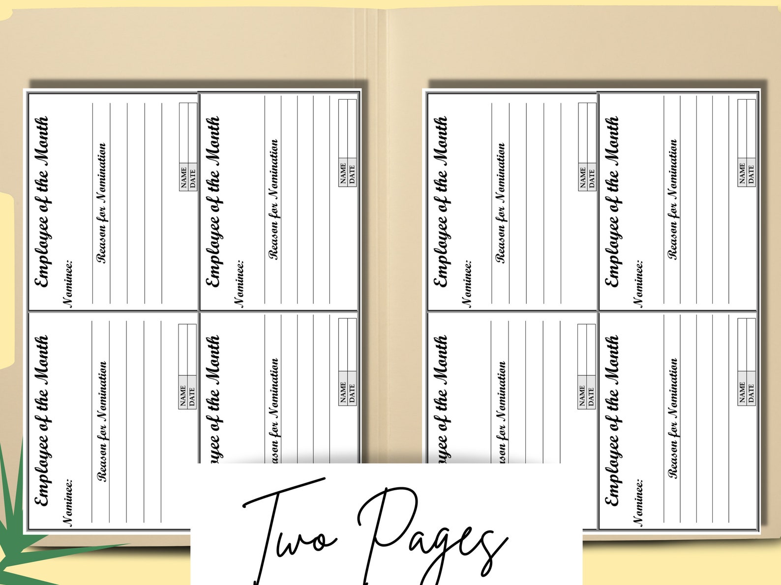 Employee of the Month Nomination Template: Editable HR Form (8.5x11, A4 ...