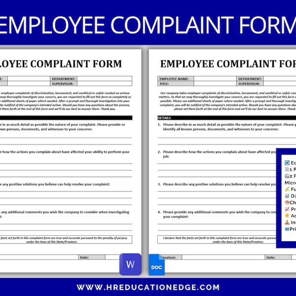 Employee Complaint Form - Etsy