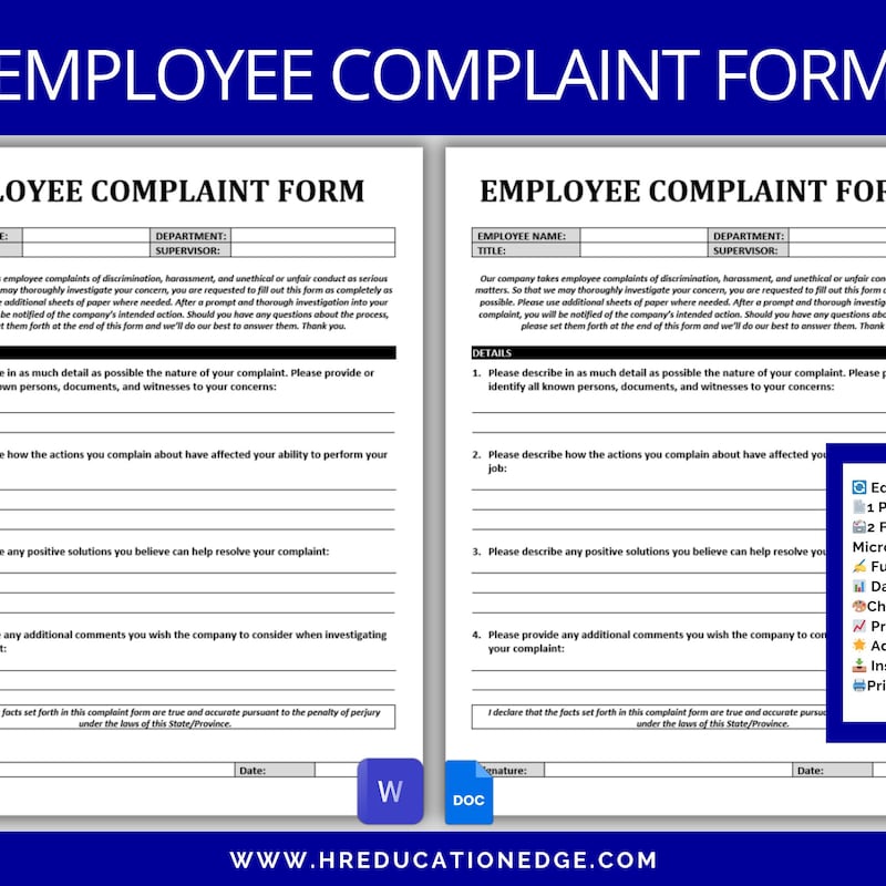 Employee Complaint Form - Etsy