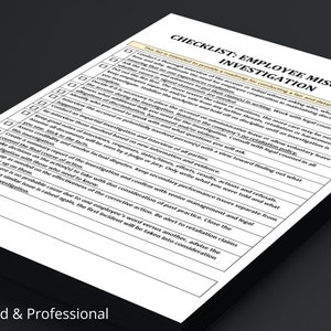 Employee Misconduct Investigation: HR Checklist Template (A4 Editable ...