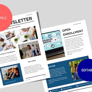 Editable Company Newsletter Template: Employee Recognition (canva) - Etsy
