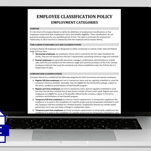 Employee Classification Policy Template: Editable HR Word Form (digital ...