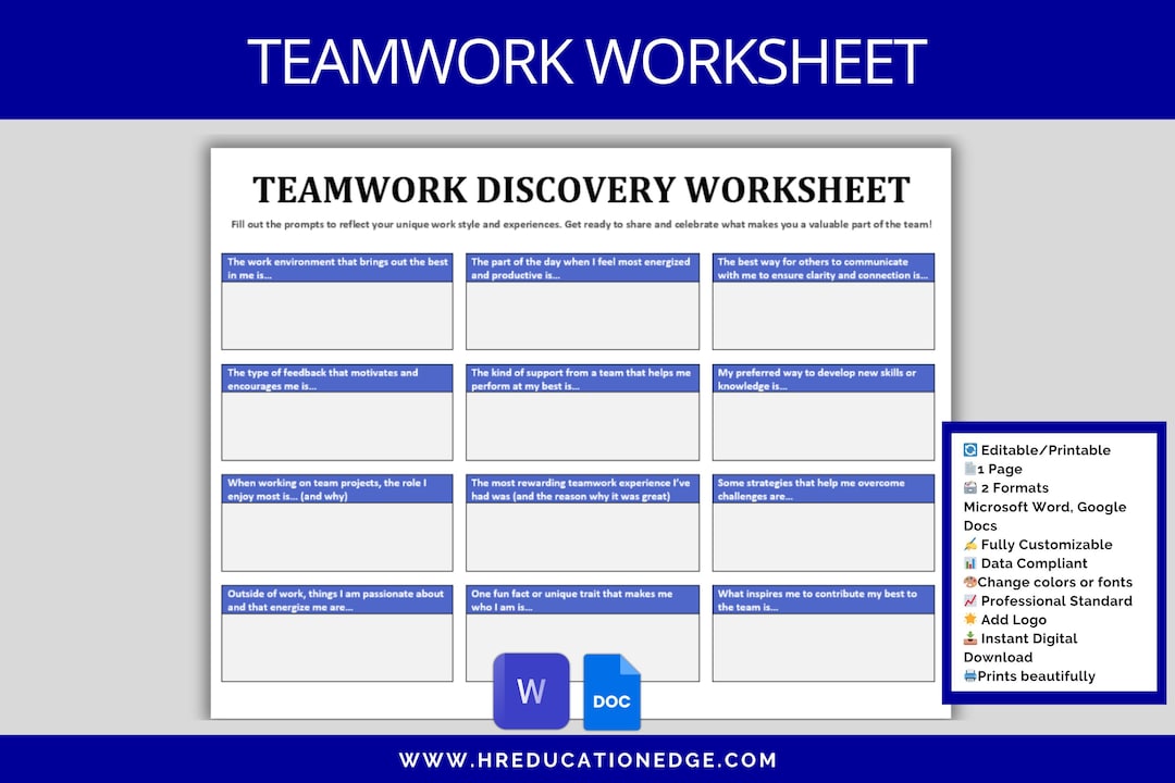 Team Building Activity Sheet: Employee Engagement Game (google Docs ...
