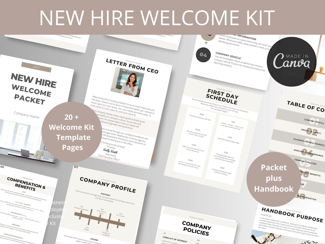 Editable New Hire Welcome Kit: Employee Onboarding Handbook (canva ...
