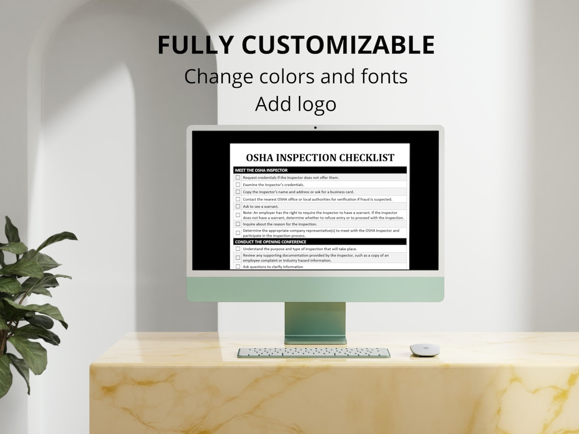 OSHA Inspection Checklist: Editable HR Template OSHA Standards ...