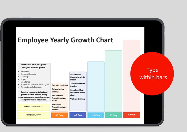 Employee Goal Tracker: Performance Growth Chart Editable HR Form ...