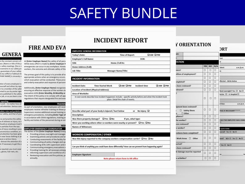 Essential Safety Templates HR Bundle Editable MS Word OSHA - Etsy