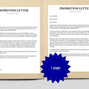 Promotion Letter Template: Editable Word | Employee Career Advancement ...