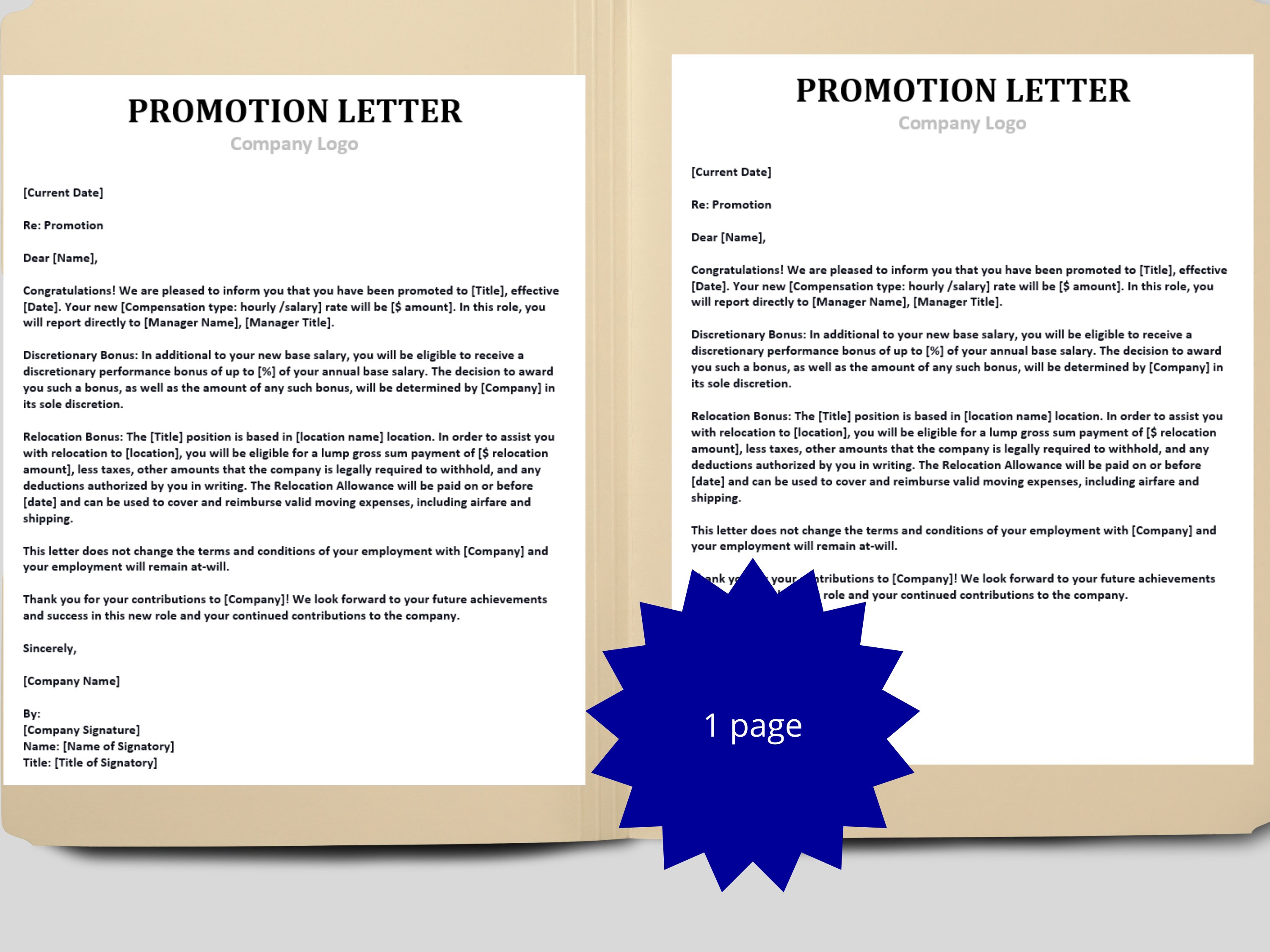 Promotion Letter Template: Editable Word Employee Career Advancement - Etsy