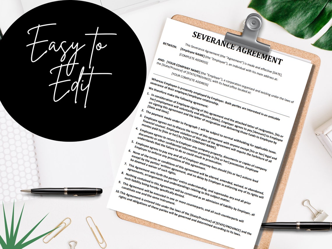 Employee Severance Agreement Template: HR Offboarding Form (editable ...