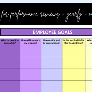 Employee Goals Template: SMART HR Form (editable Word) - Etsy