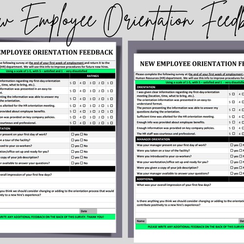 New Hire Orientation Questionnaire Template Editable Word - Etsy