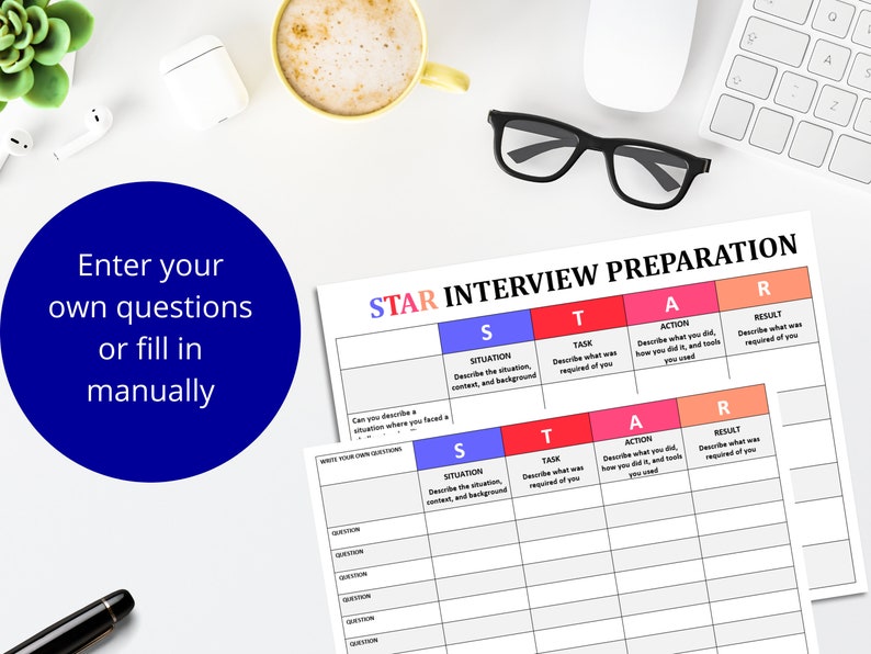 STAR Method Interview Worksheet: Interview Preparation, Behavioral ...
