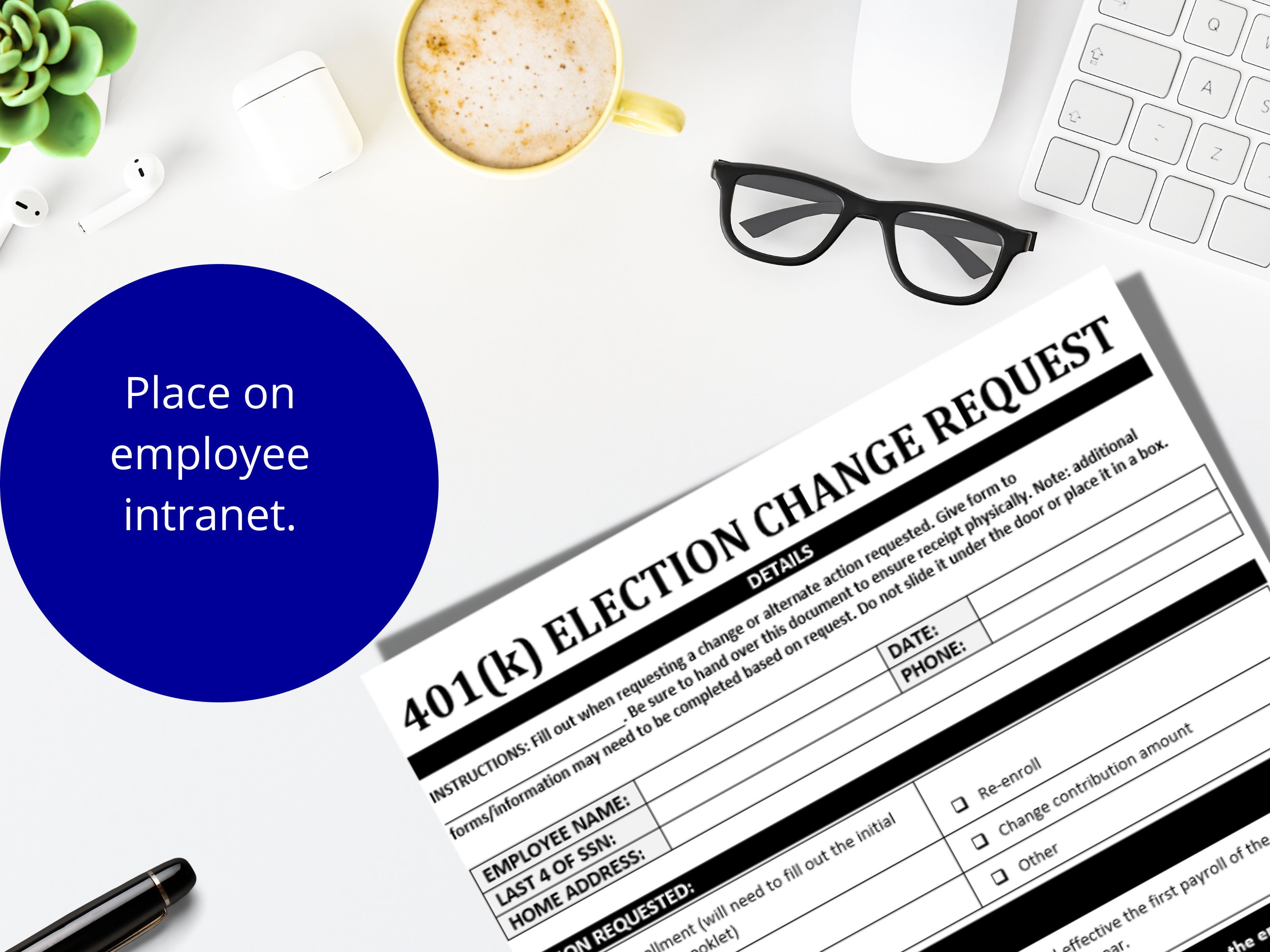 401k Election Change Request Form Employee Contribution Adjustment ...