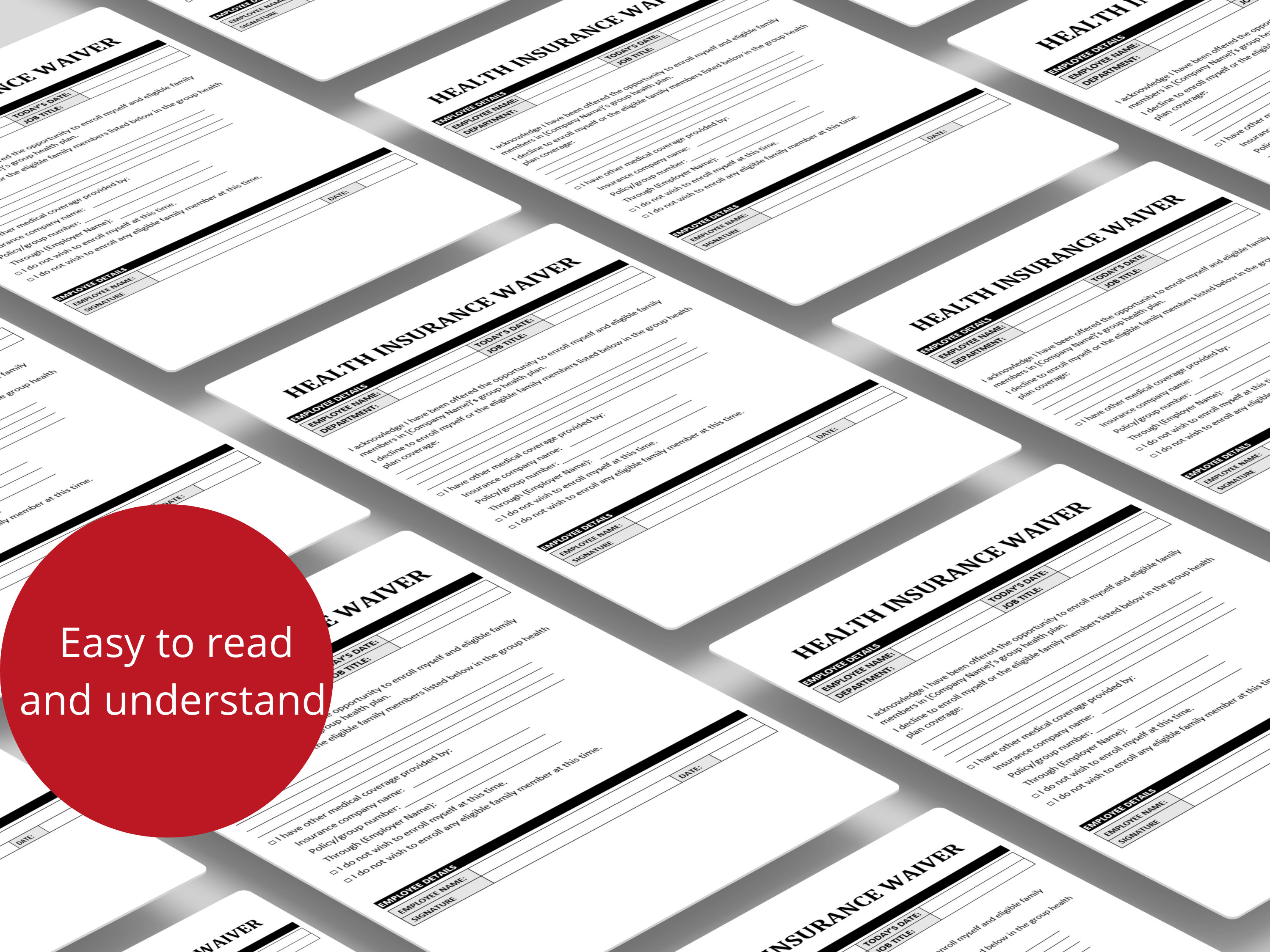 Health Insurance Waiver | Opt-out Form | MS Editable Word Document | HR ...