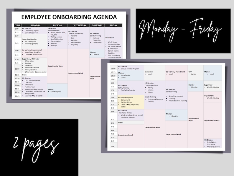 New Hire Onboarding Schedule Template: HR Employee Packet (word Doc) - Etsy