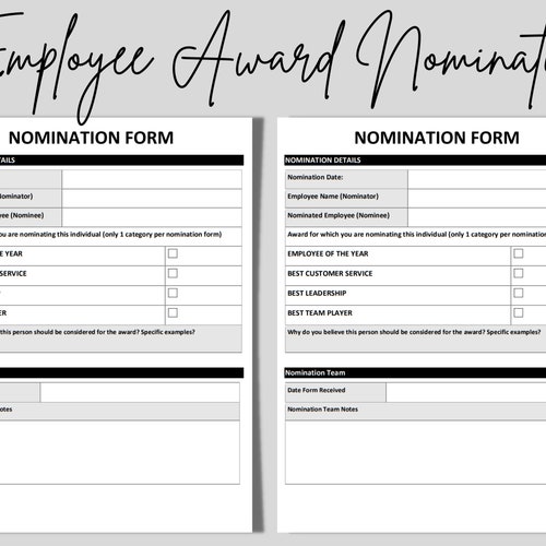 Employee Recognition Award Nomination Template Word Editable - Etsy