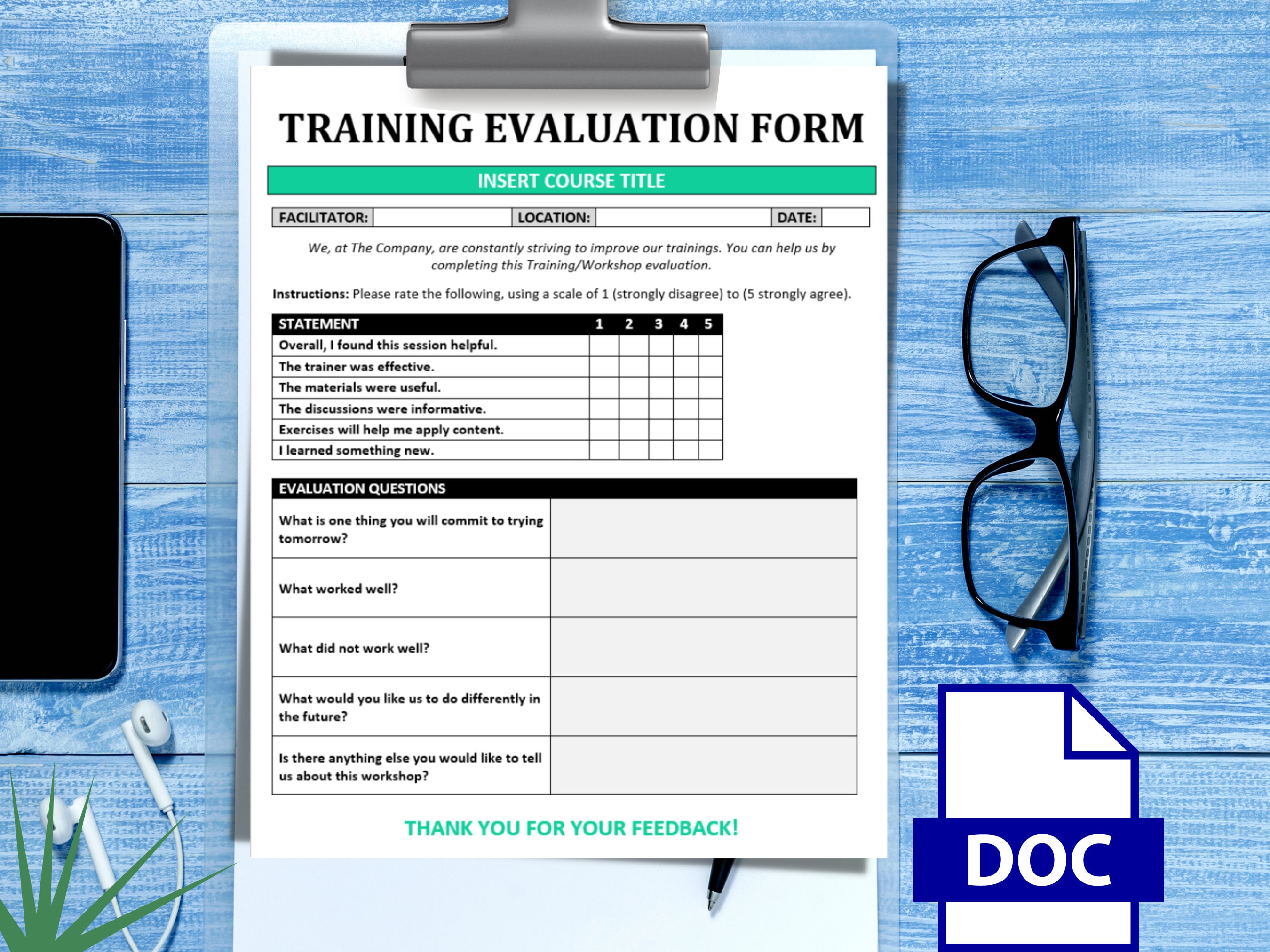 Training Feedback Form Word