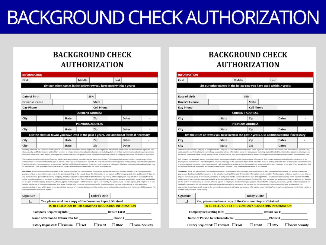New Hire Background Check Template: Editable HR Form - Etsy