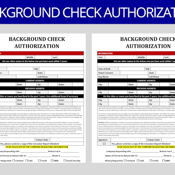 Background Check Consent Form - Etsy