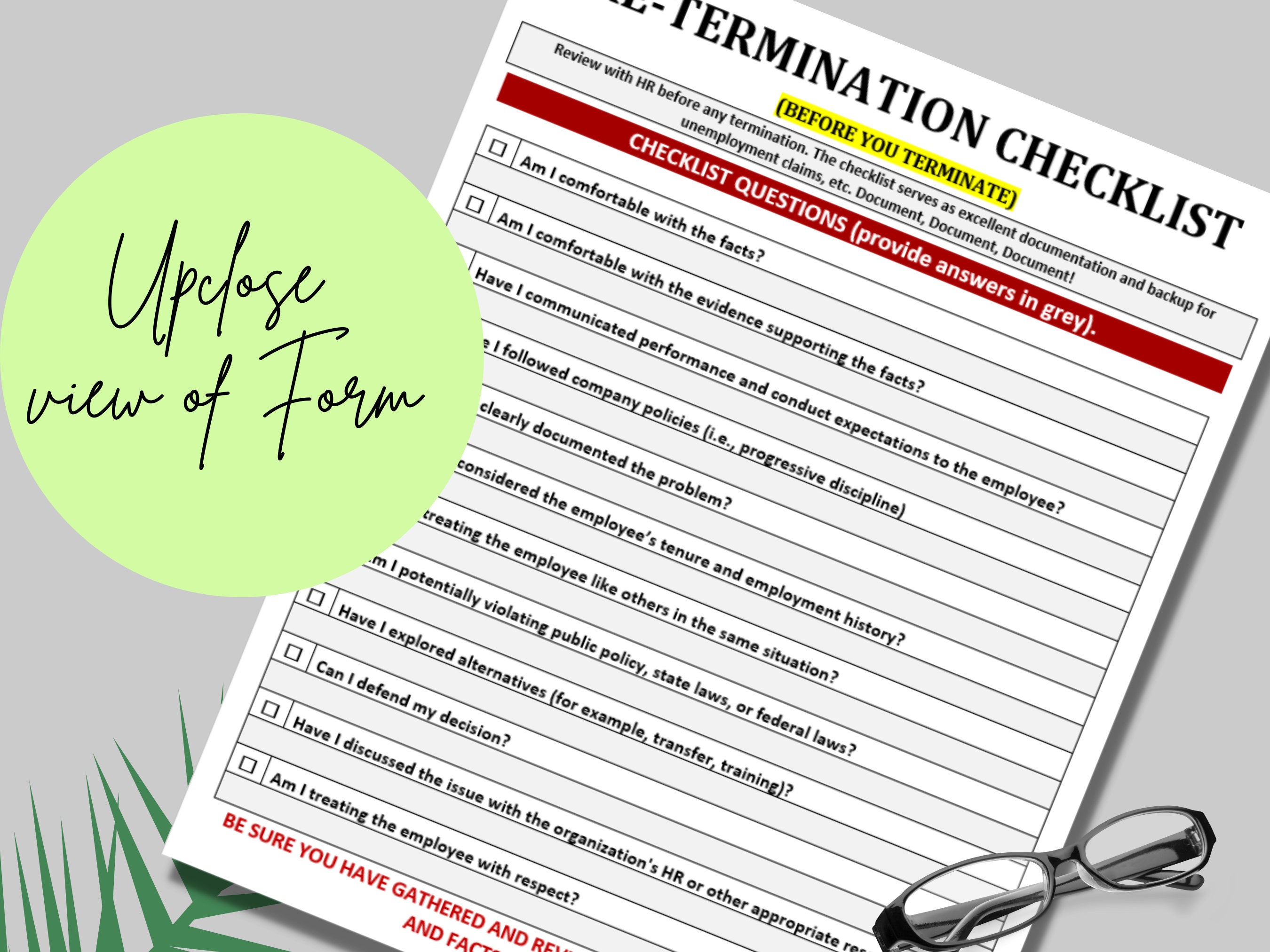 Manager's Pre-termination Review Checklist: Employee Exit Documentation HR Policy Procedures ...