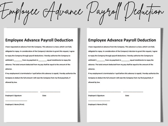 Employee Advance Payroll Deduction Form Editable Word - Etsy