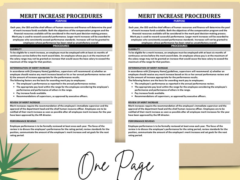 Merit Increase Policy. MS Editable Word Template. Human Resource Form ...