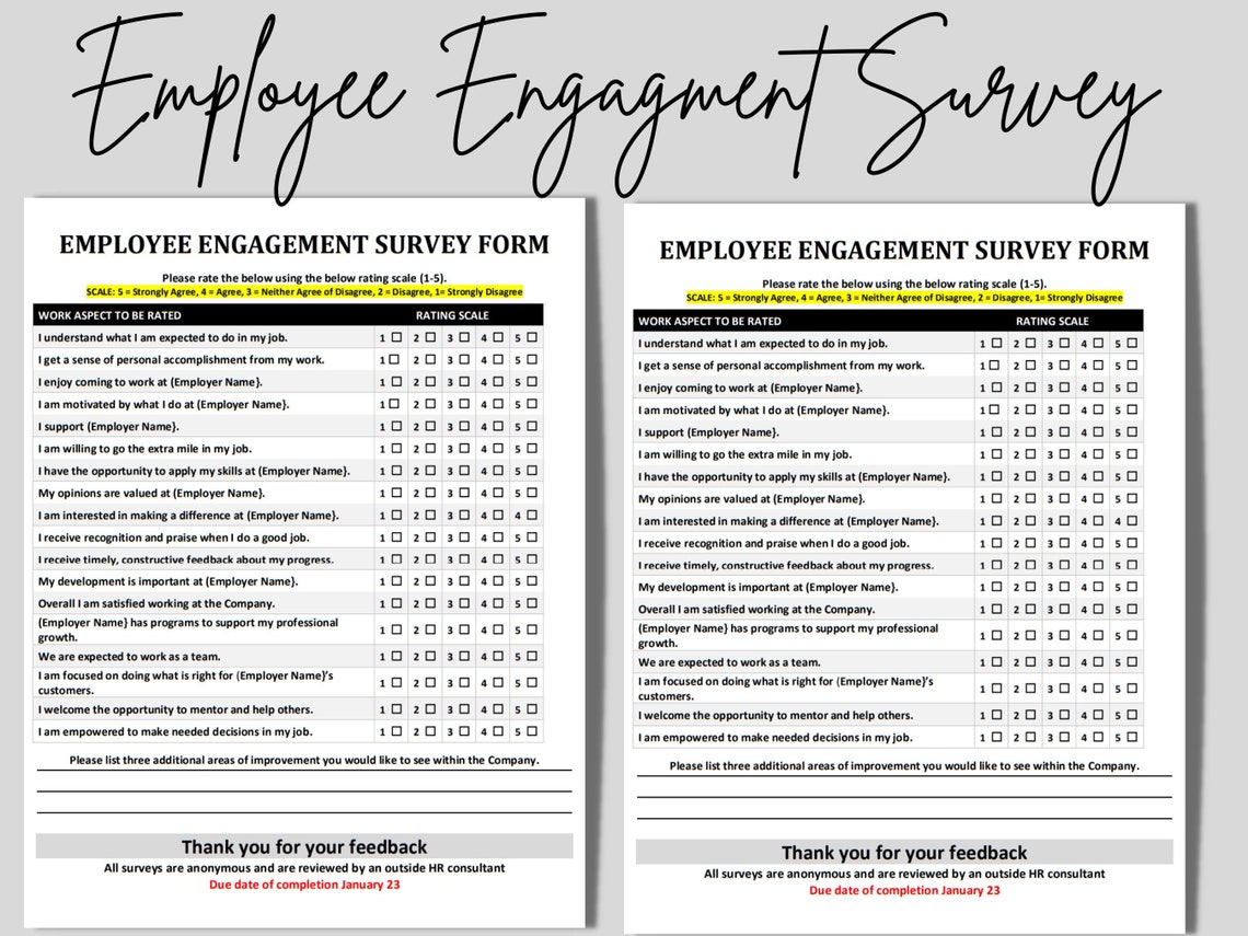 Employee Engagement Survey Template Editable Word Form - Etsy
