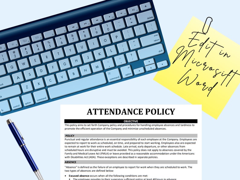 Editable Employee Attendance Policy Template: HR Forms (digital ...