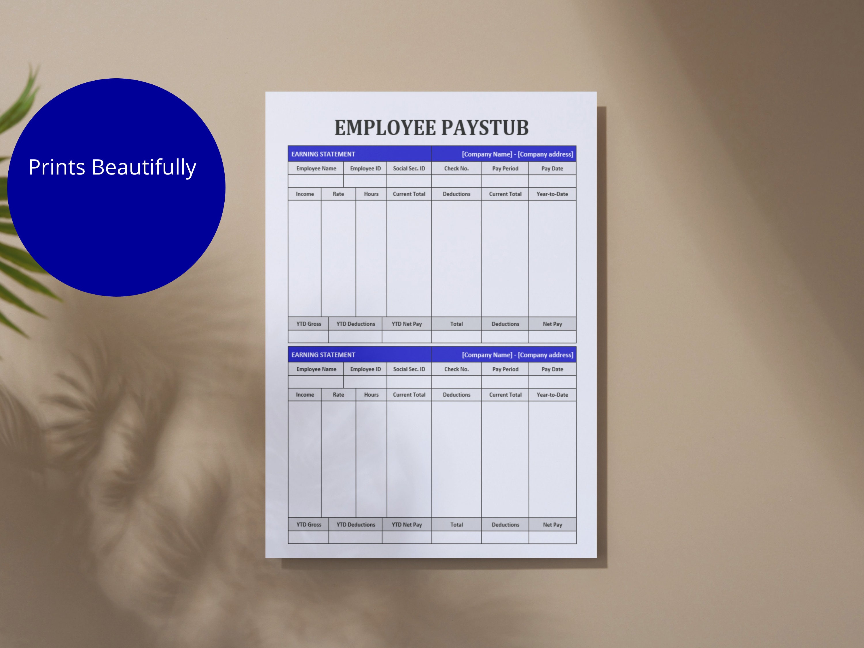 Editable Paycheck Stub Template: Employee Payroll (word Document ...