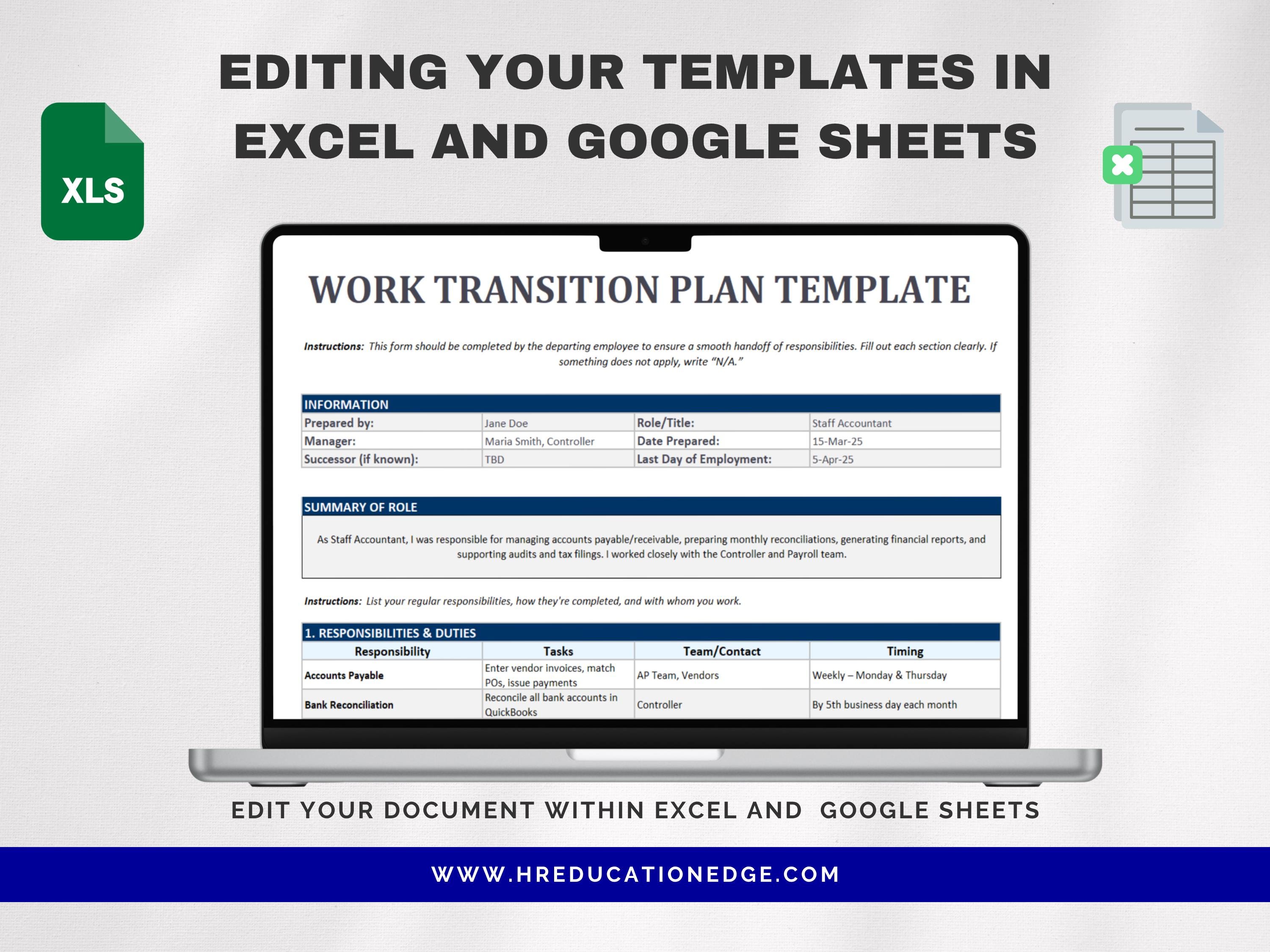 Employee Transition Plan Template: HR Offboarding Forms (word, Excel ...