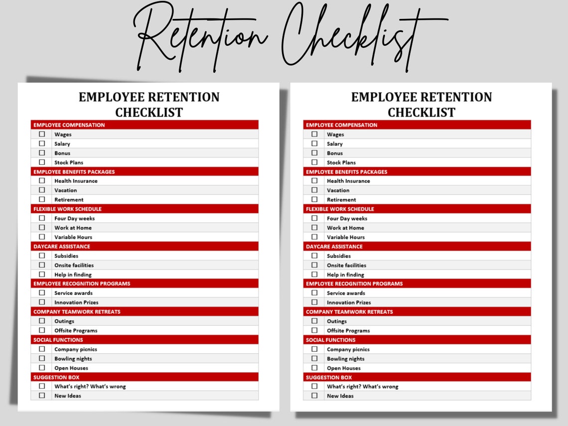 Retention Checklist MS Editable Word Form HR Templates - Etsy