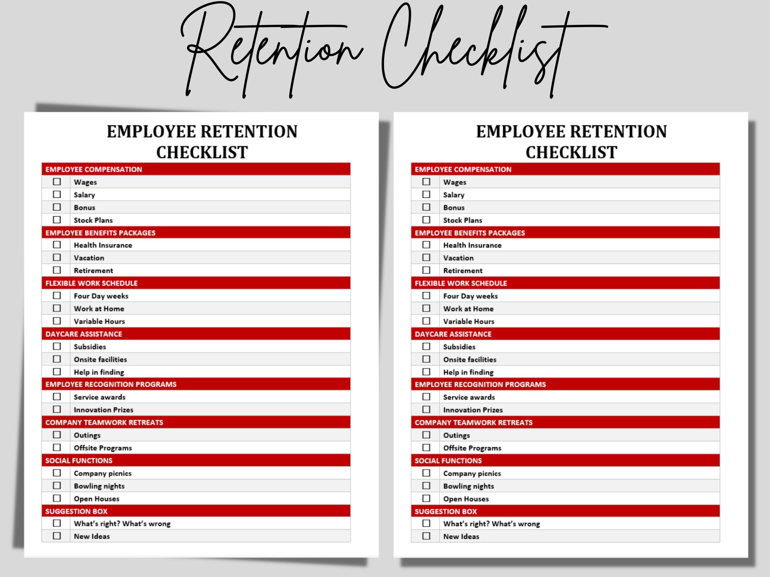 Retention Checklist MS Editable Word Form HR Templates - Etsy
