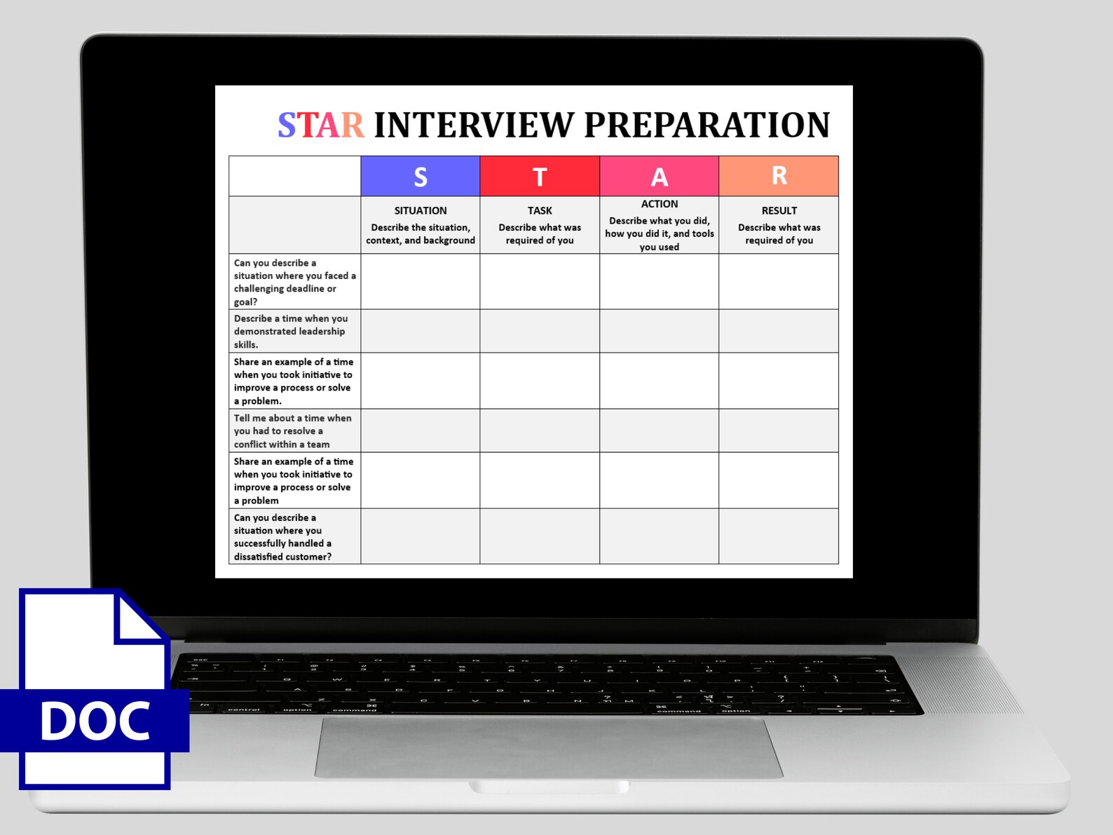 STAR Method Interview Worksheet: Interview Preparation, Behavioral ...