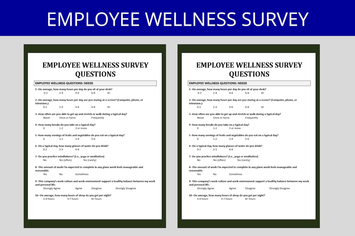 Employee Wellness Survey Template: HR Feedback Form (digital Download ...