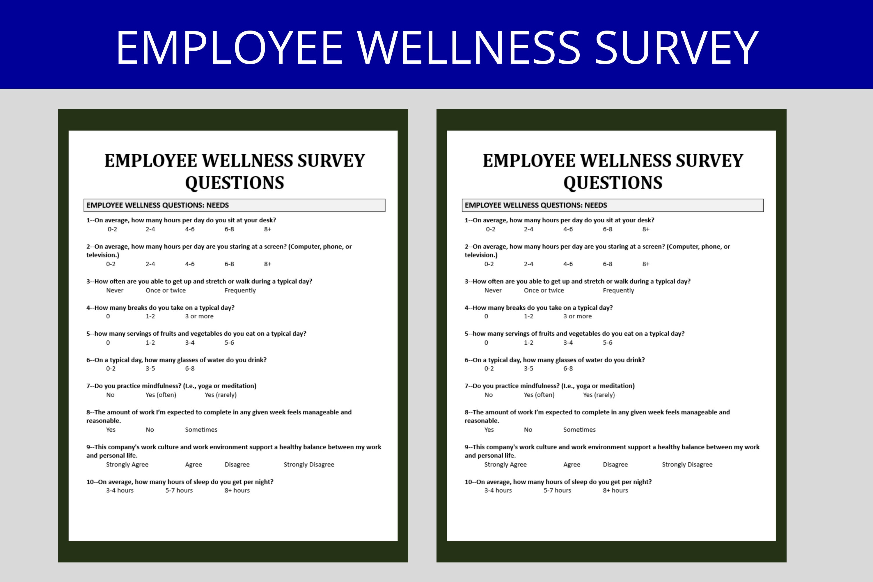 Employee Wellness Survey Employee Benefits Input & Feedback Work-life ...