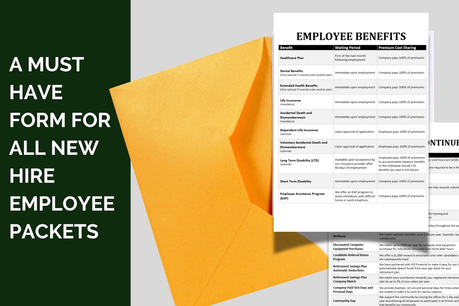 Employee Benefits List Template: HR Onboarding, Open Enrollment (word ...