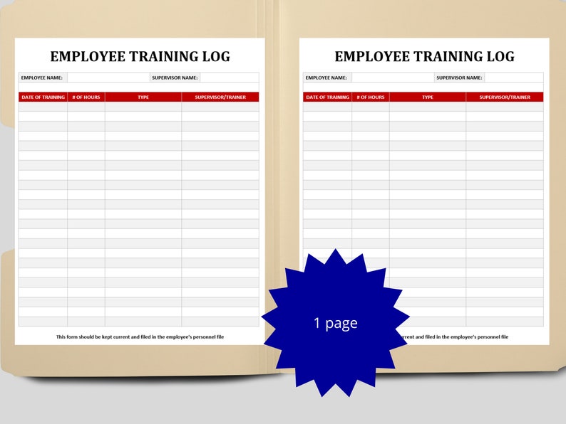Employee Training Log: HR Template (digital Download) - Etsy