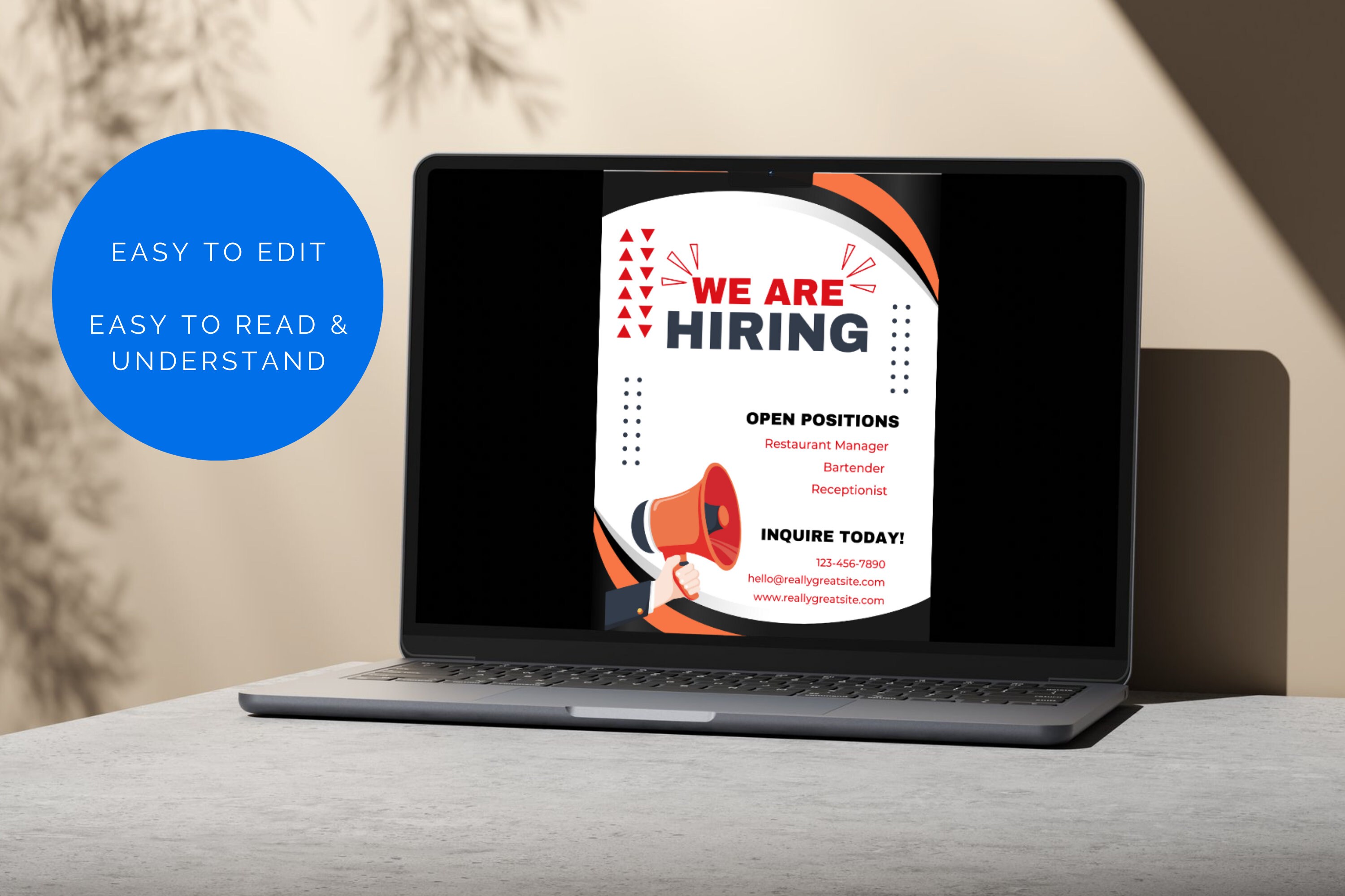 Now Hiring Sign & Flyer Template: Editable Canva Design (digital ...
