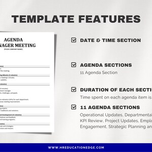 Manager Meeting Agenda Template: HR, Operations, KPI (editable Word ...