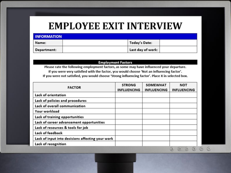 Employee Exit Interview Form: HR Off-boarding Template - Etsy Australia